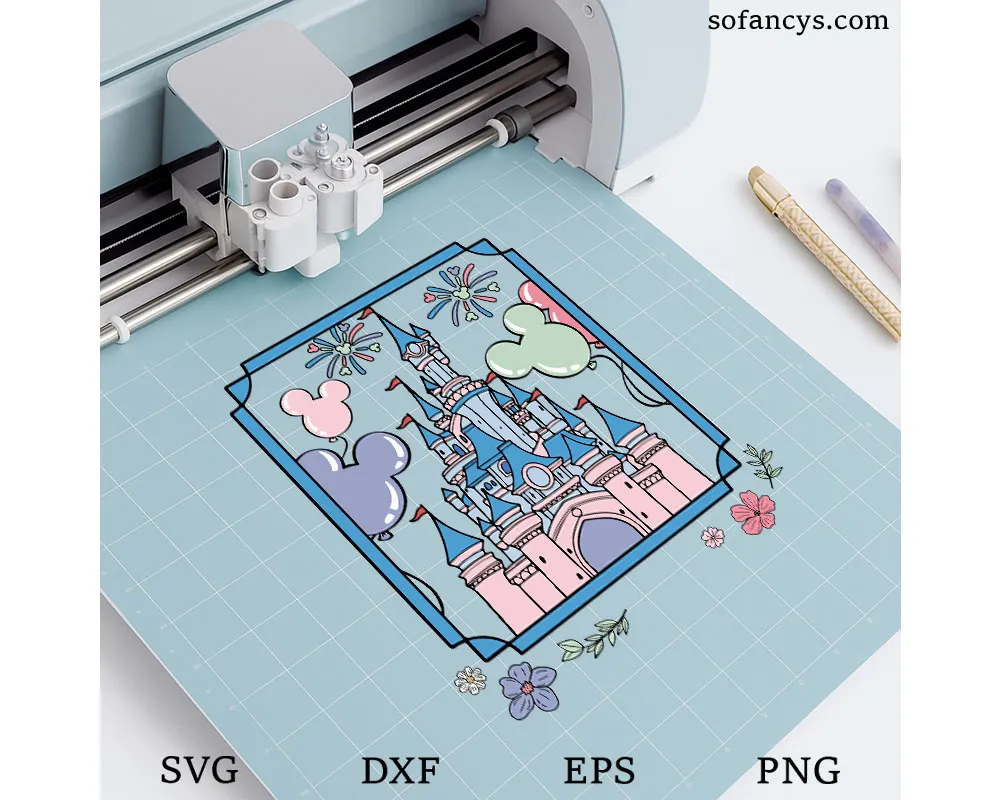 Magic Castle with Mouse Balloons SVG – Fairytale Theme Design