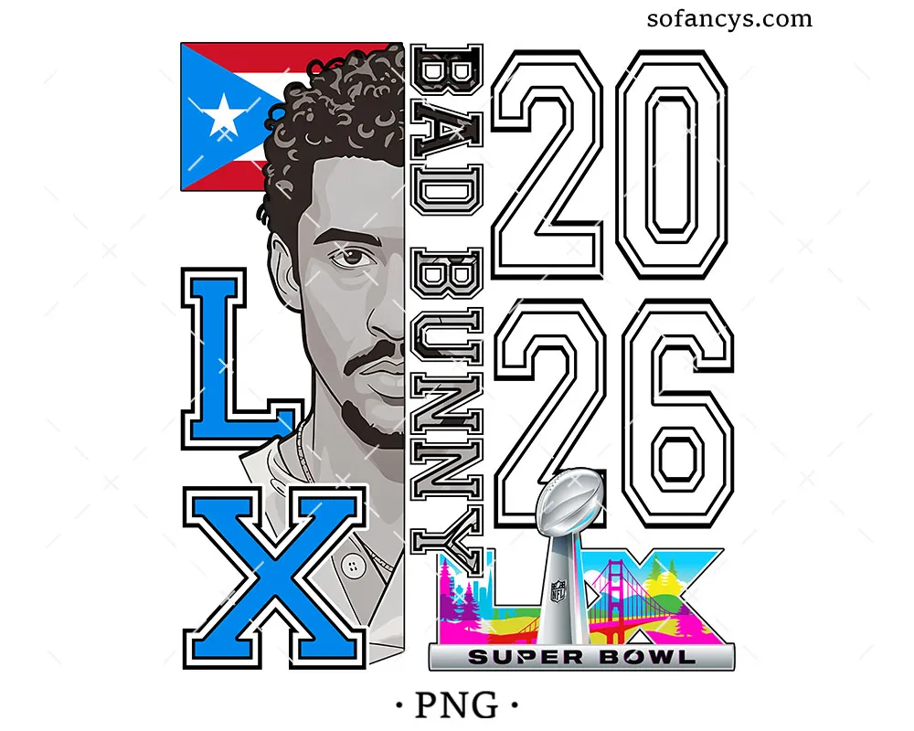 Bad Bunny Super Bowl 2026 PNG – Puerto Rico Halftime Design