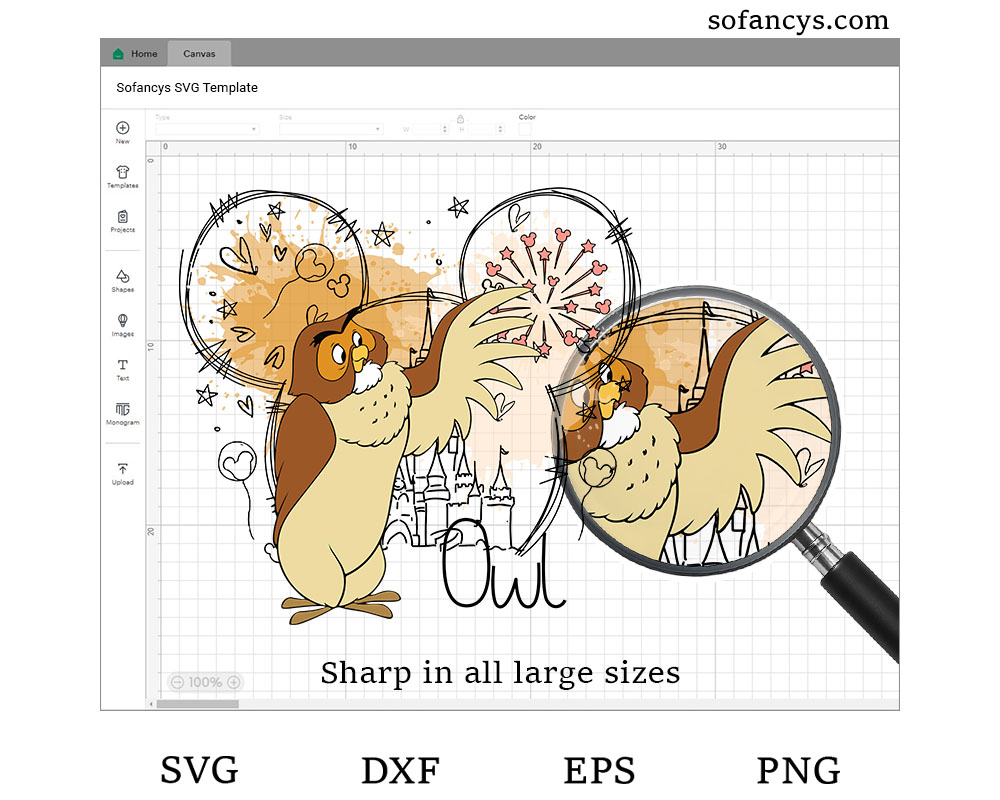 Owl Disney Mickey Head SVG - Watercolor Castle Design