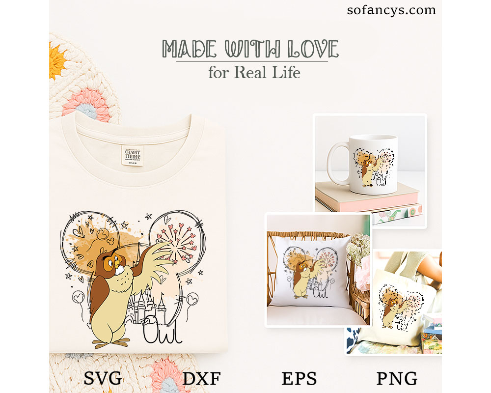 Owl Disney Mickey Head SVG - Watercolor Castle Design