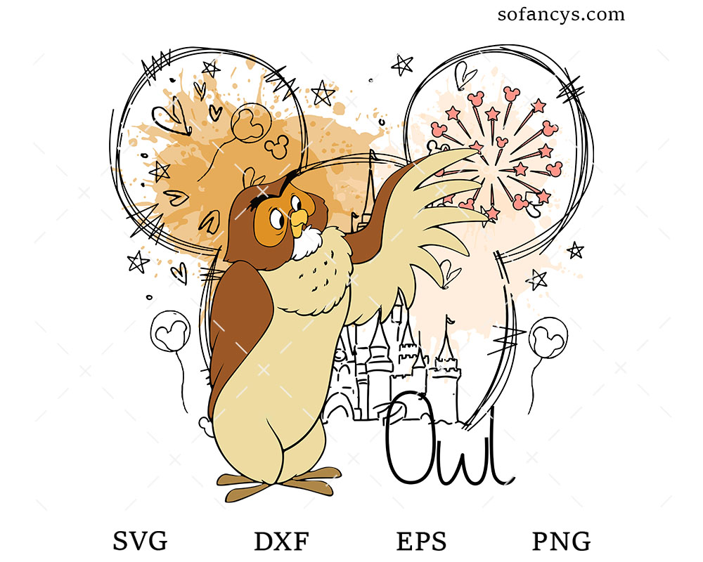 Owl Disney Mickey Head SVG - Watercolor Castle Design