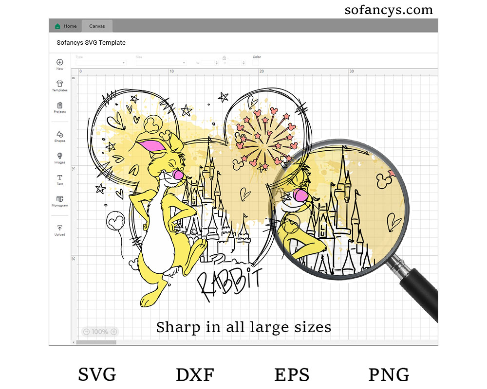 Rabbit Disney Mickey Head SVG - Watercolor Castle Design