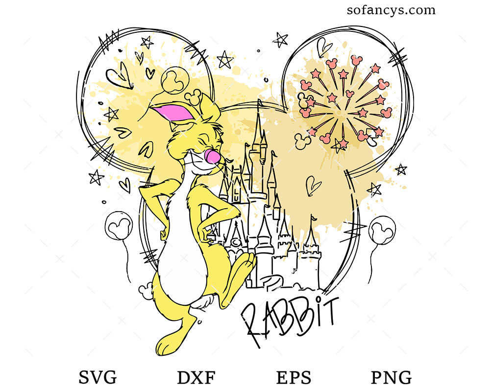 Rabbit Disney Mickey Head SVG - Watercolor Castle Design