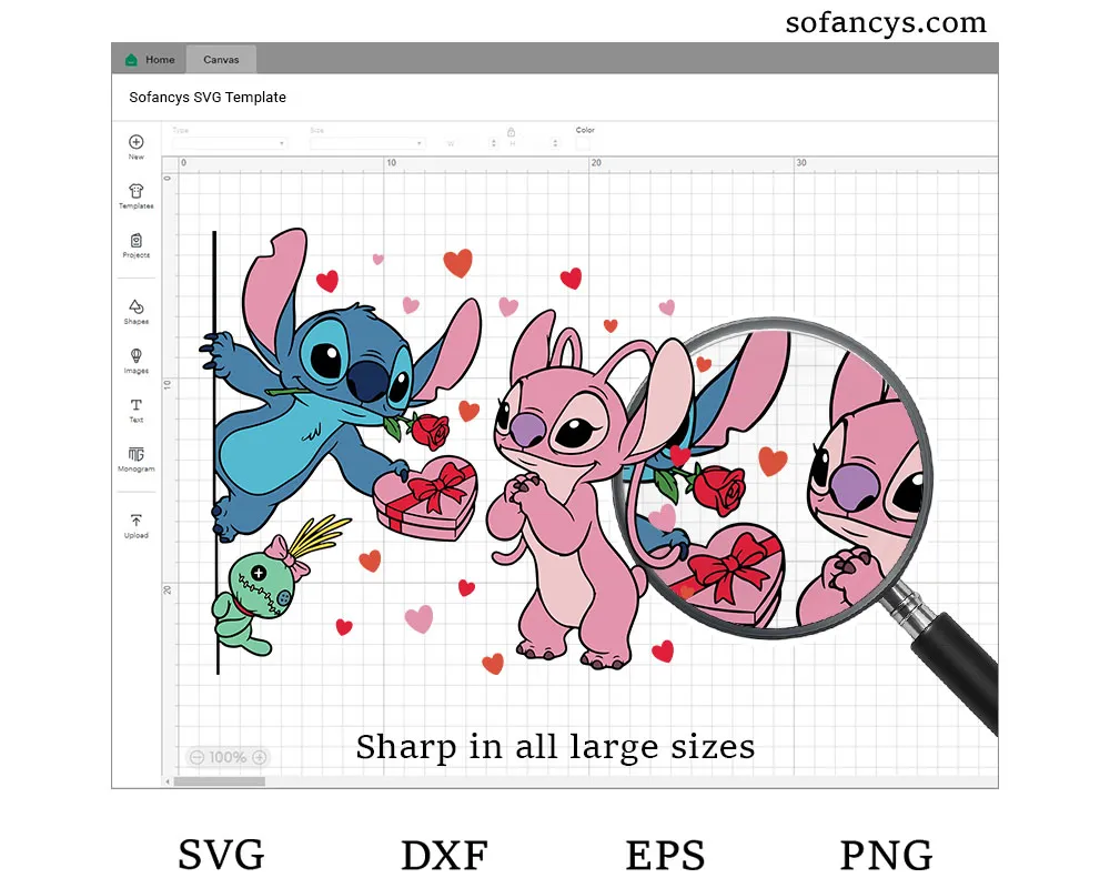 Stitch And Angel Valentine SVG – Cartoon Couple Love Design