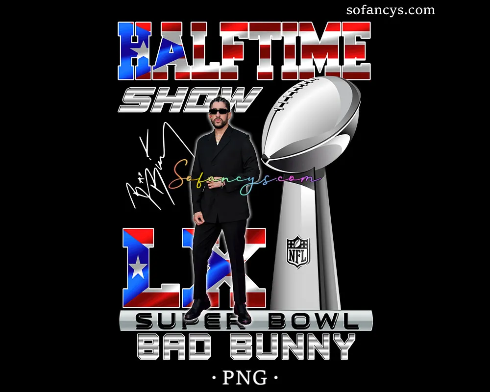 Super Bowl LX Bad Bunny PNG – Halftime Show Graphic