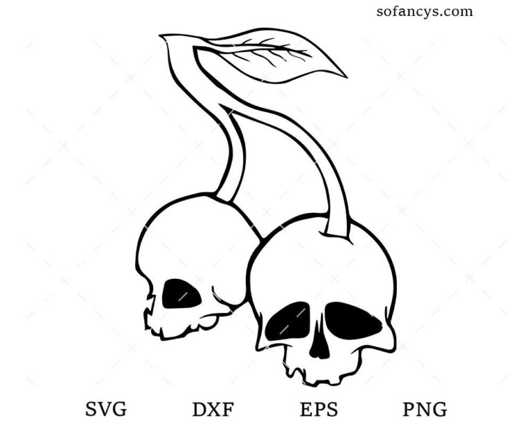 Cherry Skull SVG DXF EPS PNG Cut Files
