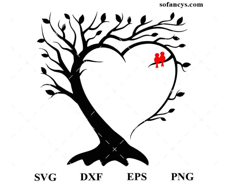 Love Heart Tree SVG DXF EPS PNG Cut Files