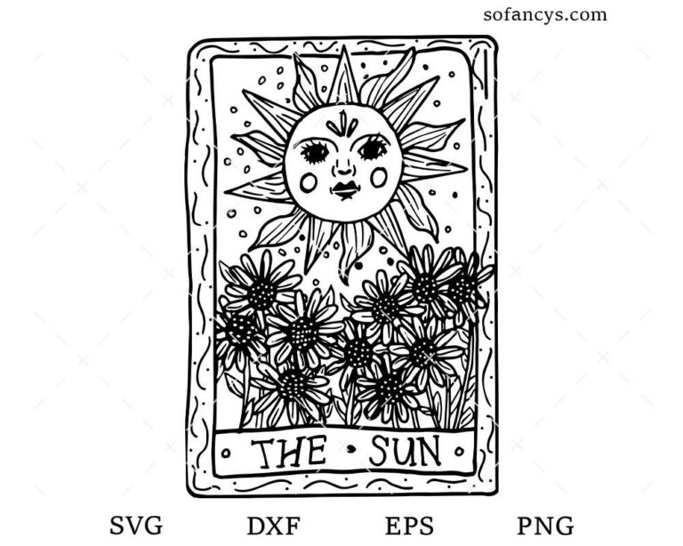The Sun Tarot Card SVG DXF EPS PNG Cut Files