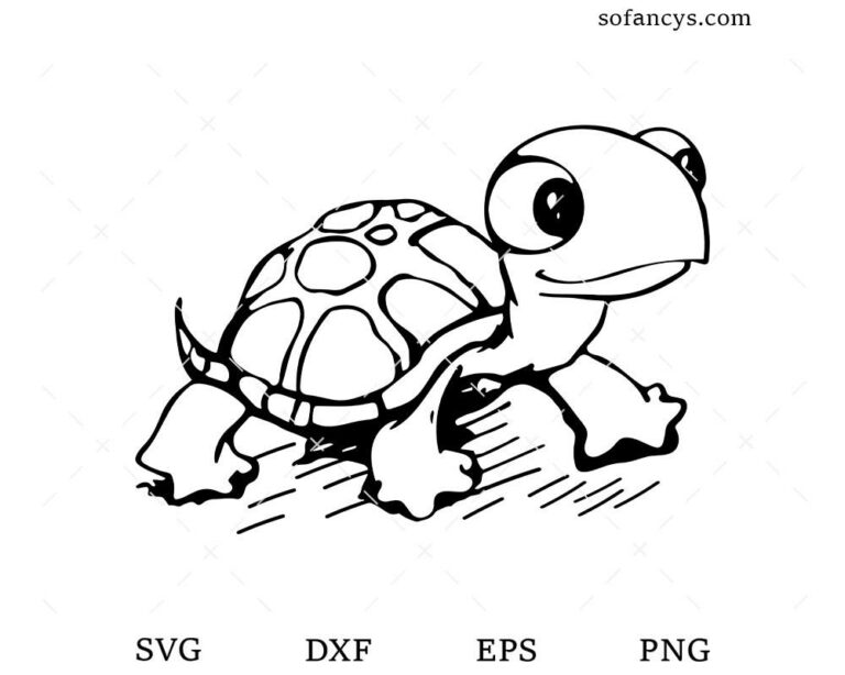 Cute Turtle SVG DXF EPS PNG Cut Files