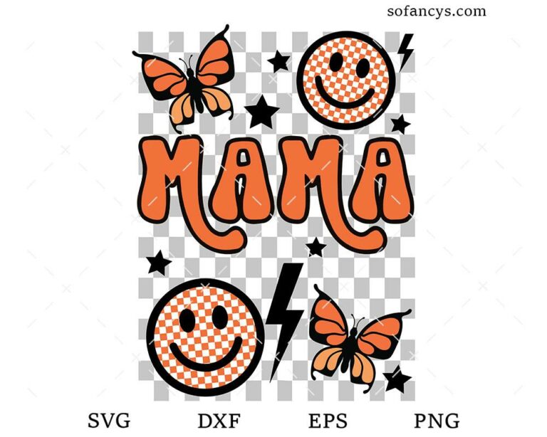 Retro Mama Smile Face SVG DXF EPS PNG Cut Files