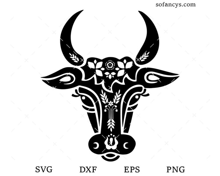 Floral Pattern Face SVG DXF EPS PNG Cut Files