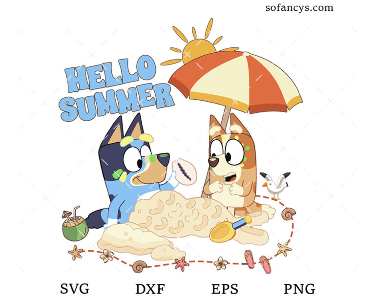 Bluey Hello Summer SVG DXF EPS PNG Cut Files