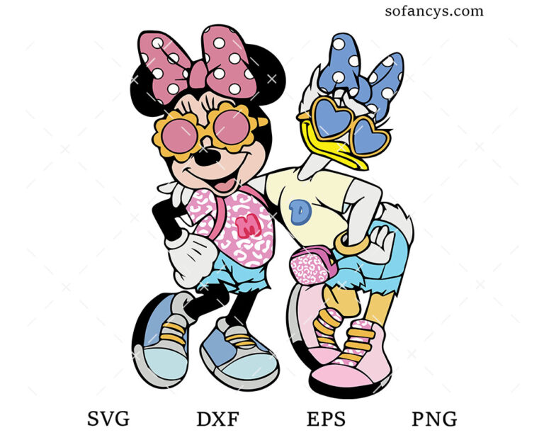 Minnie Mouse With Daisy Duck SVG DXF EPS PNG Cut Files
