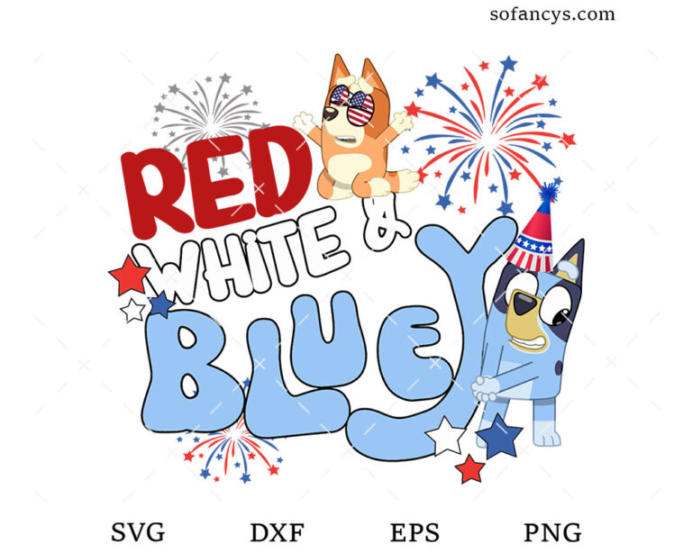 Red White And Bluey SVG DXF EPS PNG Cut Files
