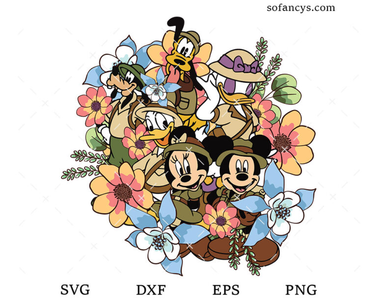 Floral Disney Characters SVG DXF EPS PNG Cut Files