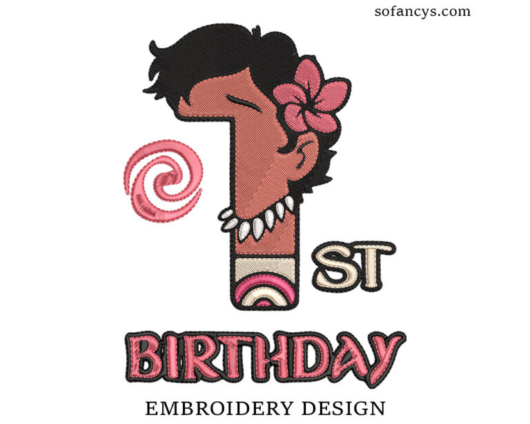 1st Birthday Moana Embroidery Designs