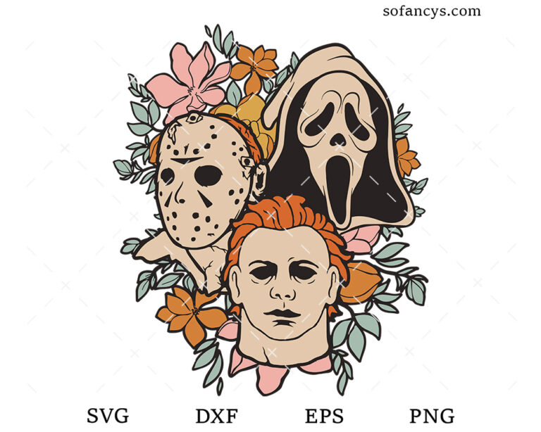 Vintage Floral Horror Characters SVG DXF EPS PNG Cut Files