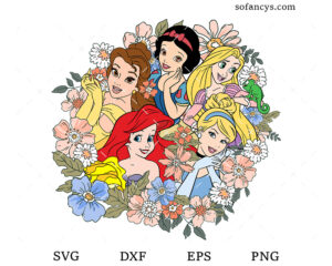 Floral Disney Princess SVG DXF EPS PNG Cut Files