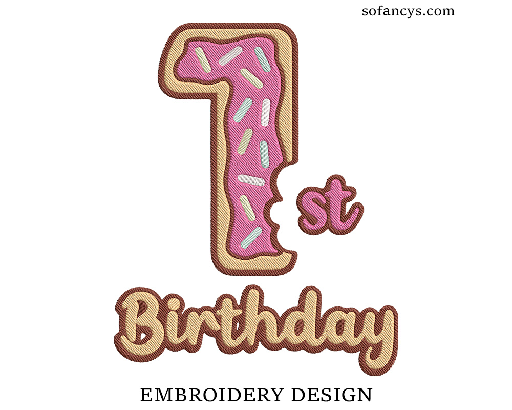 1st Birthday Donuts Embroidery Designs