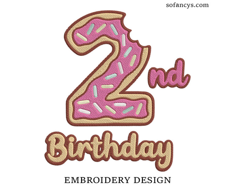2nd Birthday Donuts Embroidery Designs