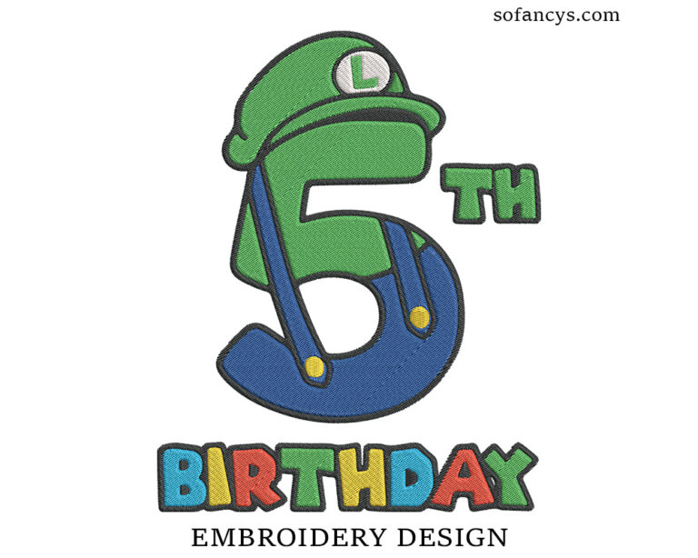 5th Birthday Luigi Embroidery Designs