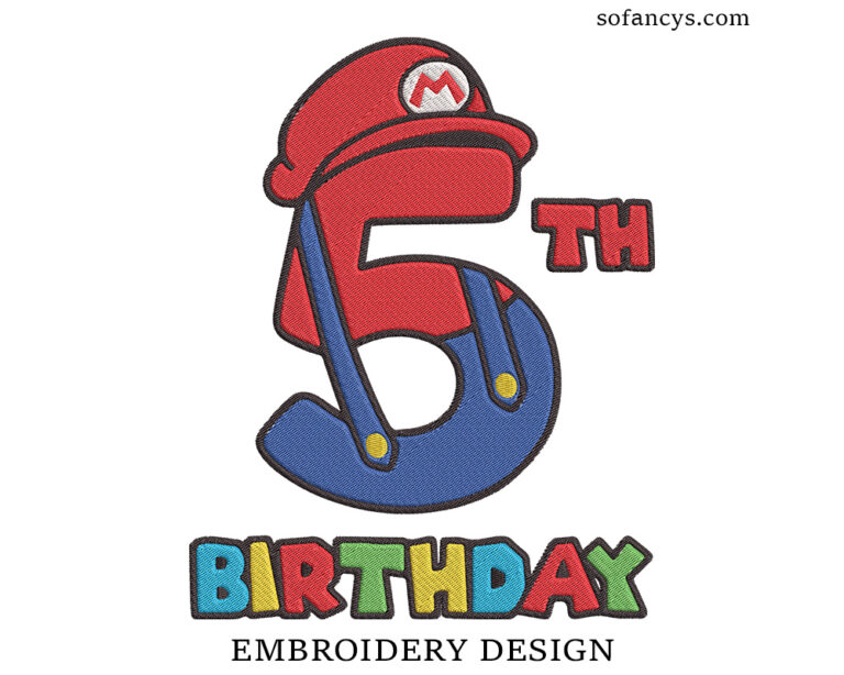 5th Birthday Mario Embroidery Designs