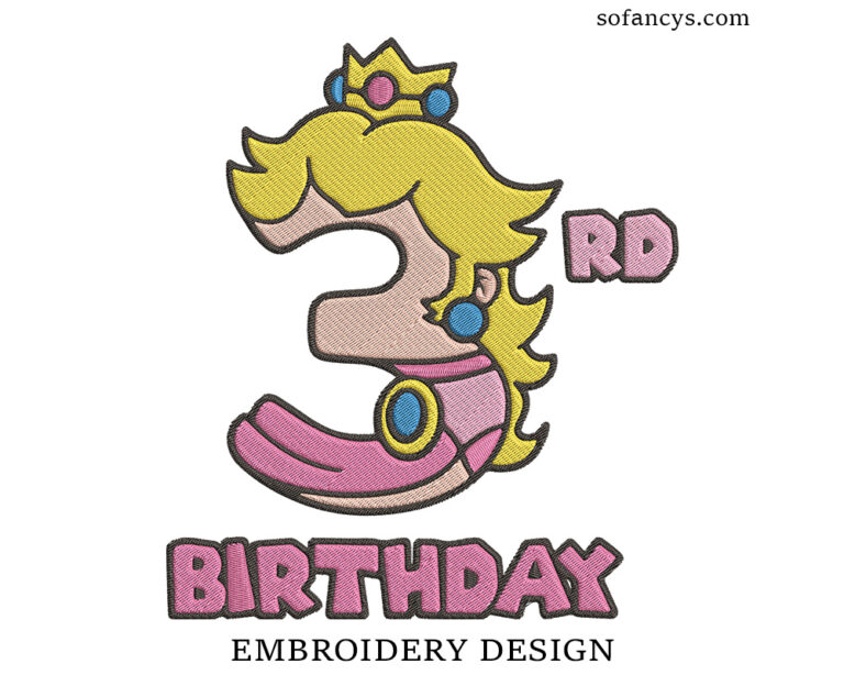 3rd Birthday Peach Princess Embroidery Designs