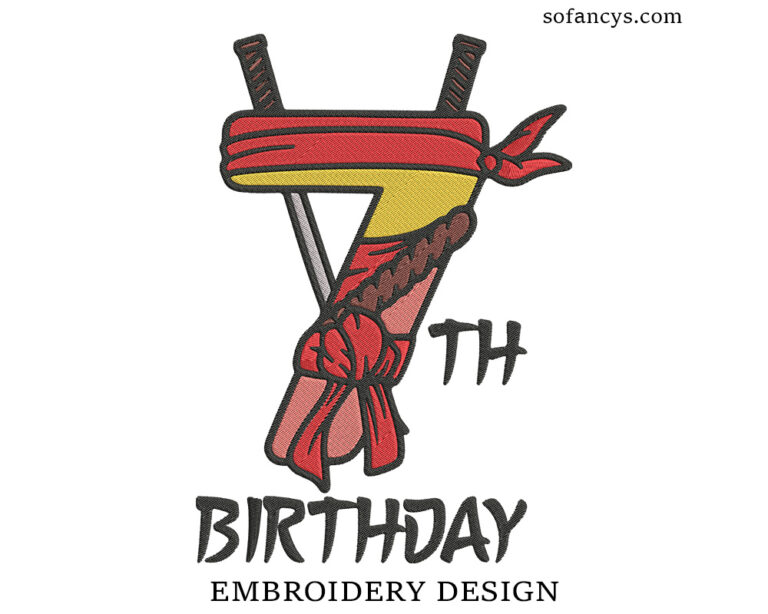 7th Birthday Ninja Embroidery Designs