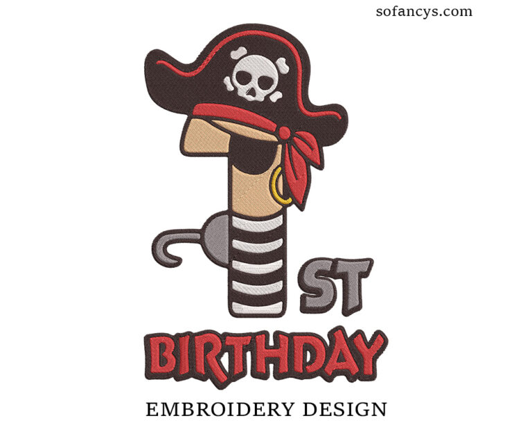 1st Birthday Pirate Embroidery Designs