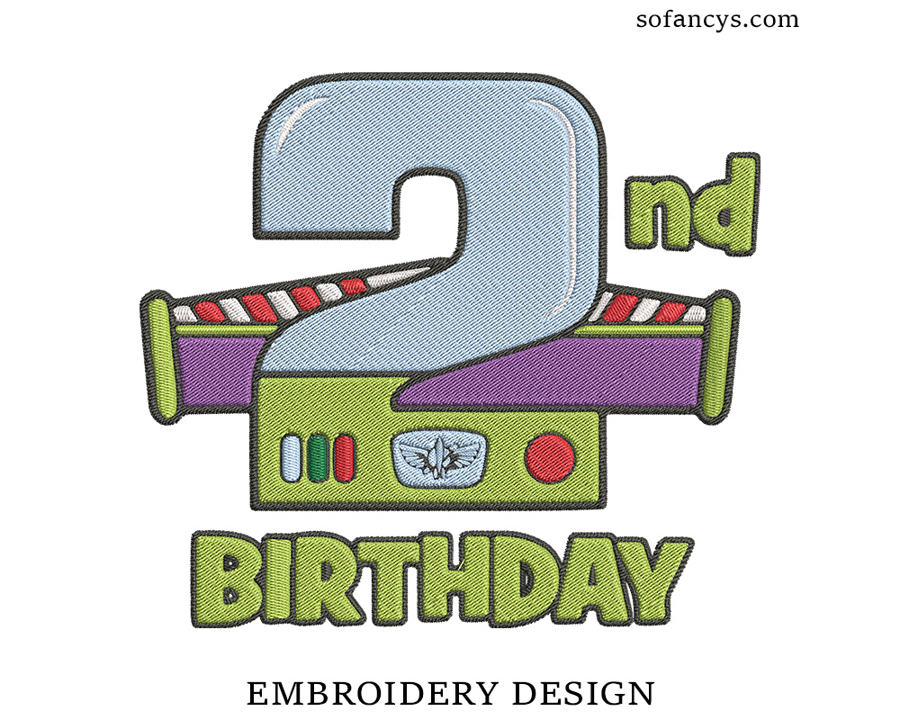 2nd Birthday Buzz Lightyear Embroidery Designs