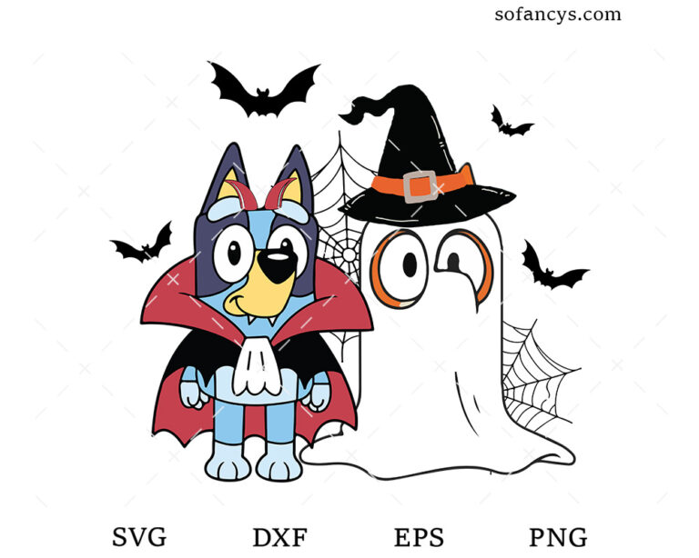 Bluey in Vampire Costume SVG DXF EPS PNG Cut Files