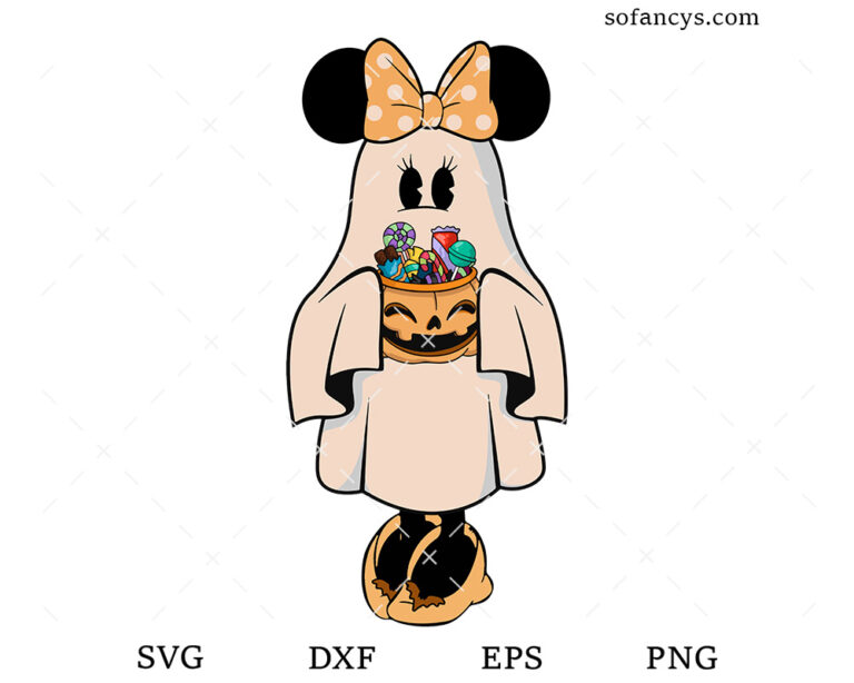 Minnie Mouse Ghost Halloween SVG DXF EPS PNG Cut Files