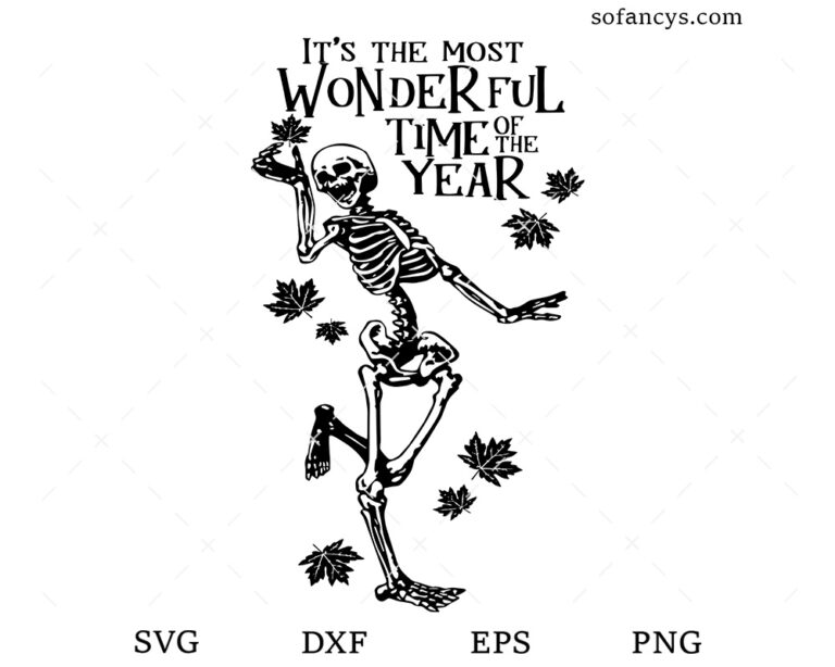 Skeleton in Fall Halloween SVG DXF EPS PNG Cut Files
