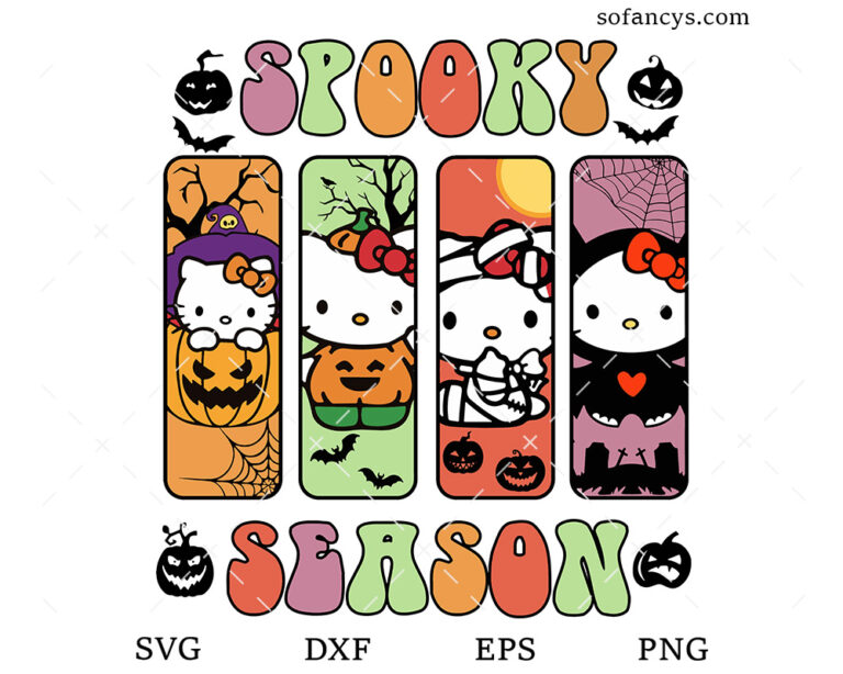 Kawaii Kitty Spooky Season SVG DXF EPS PNG Cut Files