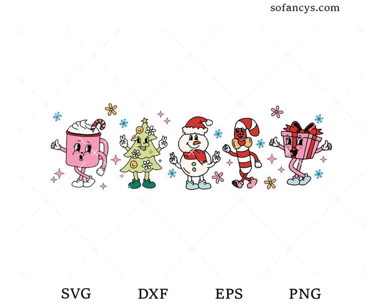 Cute Retro Christmas Characters SVG DXF EPS PNG Cut Files