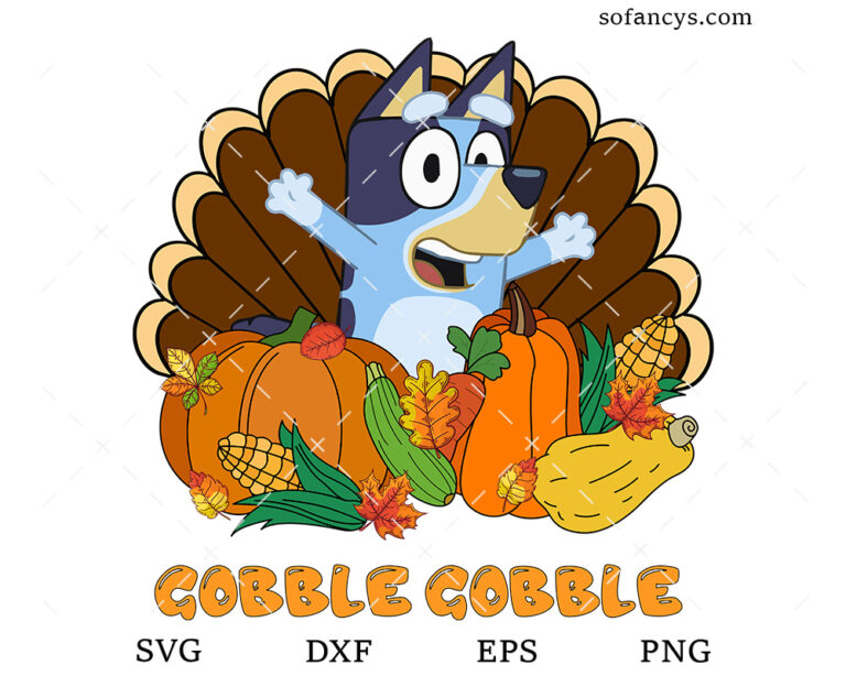 Bluey Turkey Fall Thanksgiving SVG DXF EPS PNG Cut Files