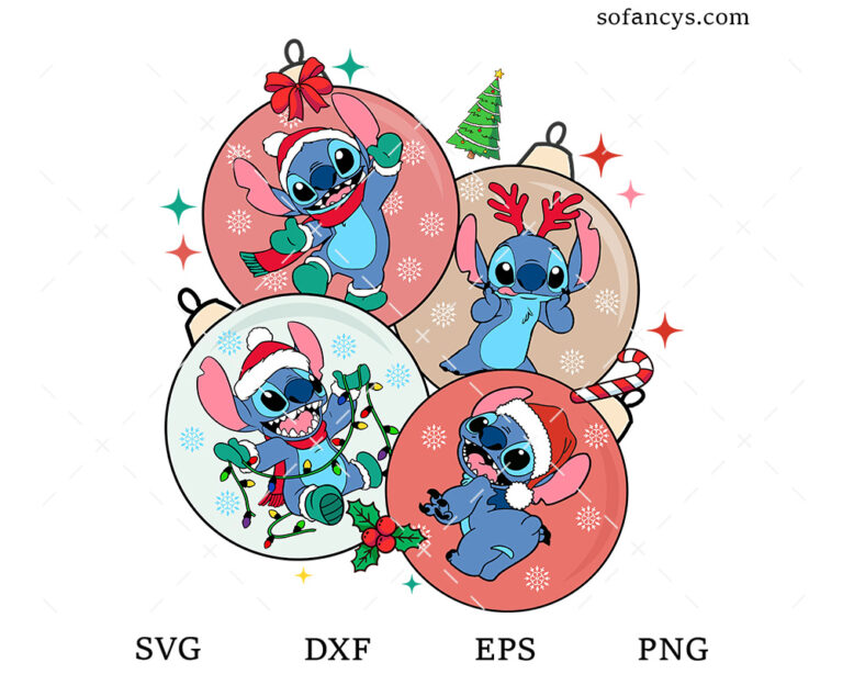 Disney Stitch Christmas Ball SVG DXF EPS PNG Cut Files