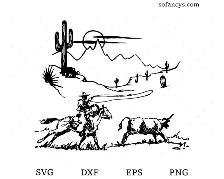 Cowboy Roping Western SVG DXF EPS PNG Cut Files