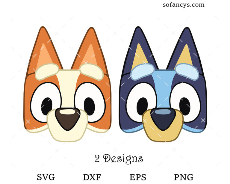 Bluey and Bingo Face SVG DXF EPS PNG Cut Files