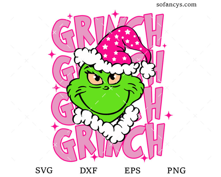 Funny Pink Grinch Christmas SVG DXF EPS PNG Cut Files