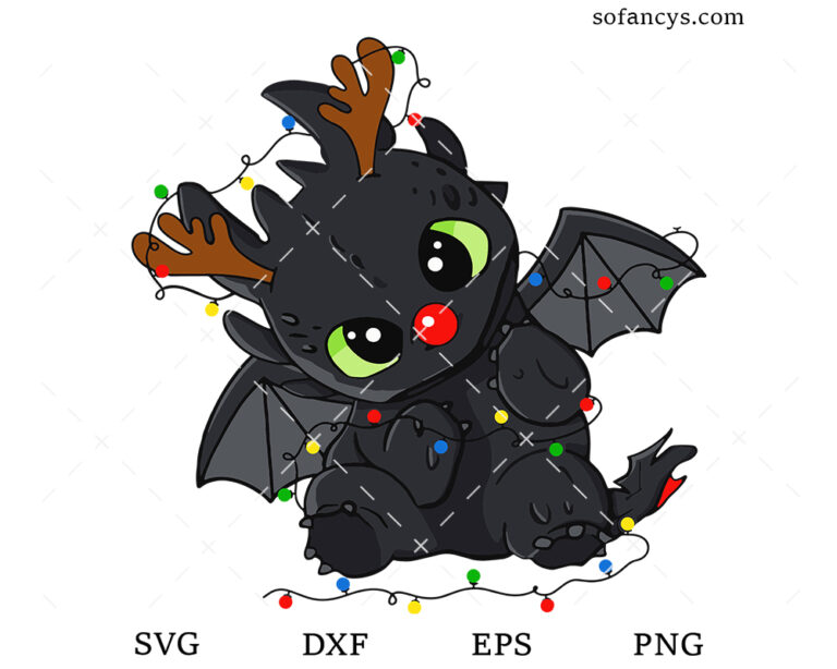 Cute Toothless Christmas Lights SVG DXF EPS PNG Cut Files