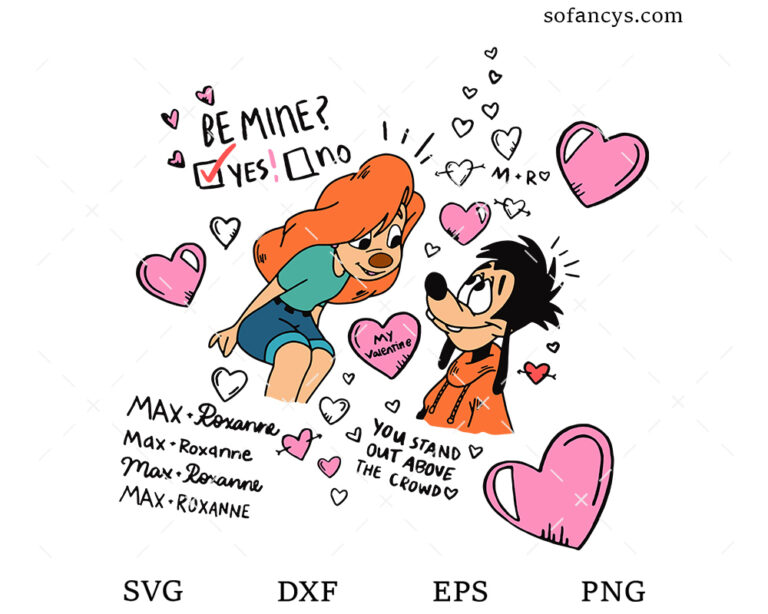 Disney A Goofy Movie Max and Roxanne Love SVG