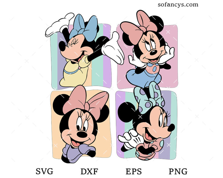 Retro Minnie Mouse Collage SVG DXF EPS PNG Cut Files