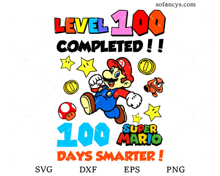 Super Mario 100 Days Smarter SVG DXF EPS PNG Cut Files