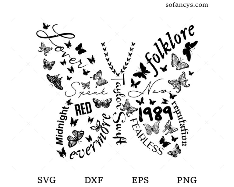 Taylor Swift Album Butterfly SVG DXF EPS PNG Cut Files