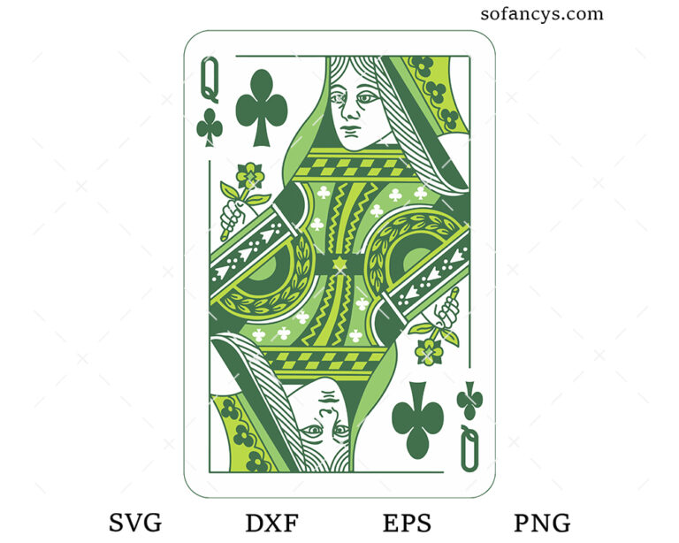 Queen of Clubs St Patrick's Day SVG DXF EPS PNG Cut Files