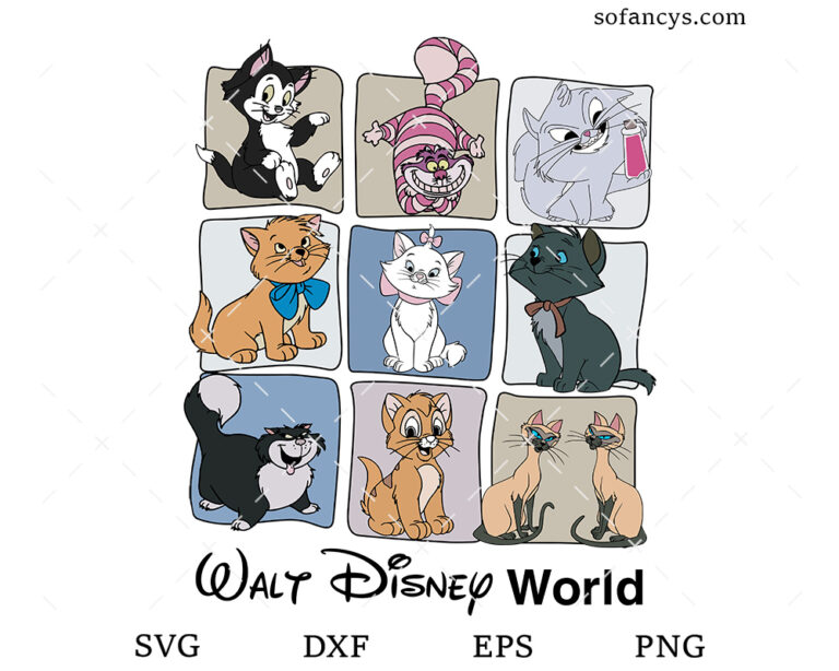 Retro Disney Cats SVG DXF EPS PNG Cut Files