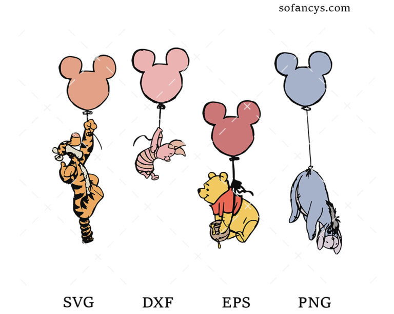 Pooh Balloons and Friends SVG DXF EPS PNG Cut Files