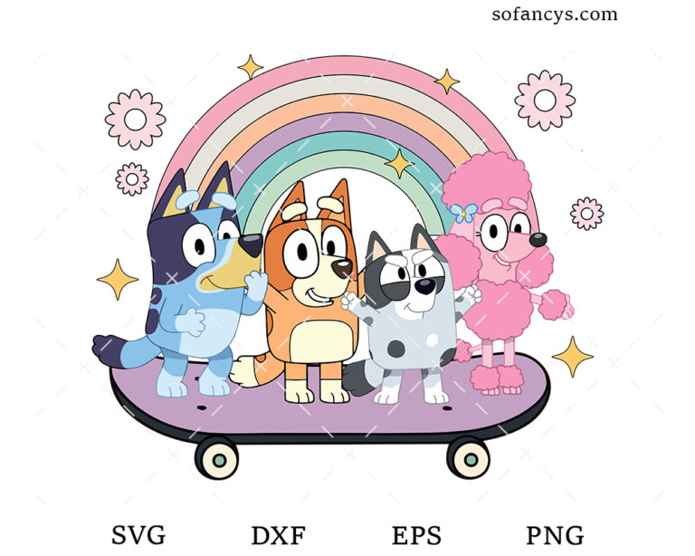 Vintage Bluey Family SVG DXF EPS PNG Cut Files