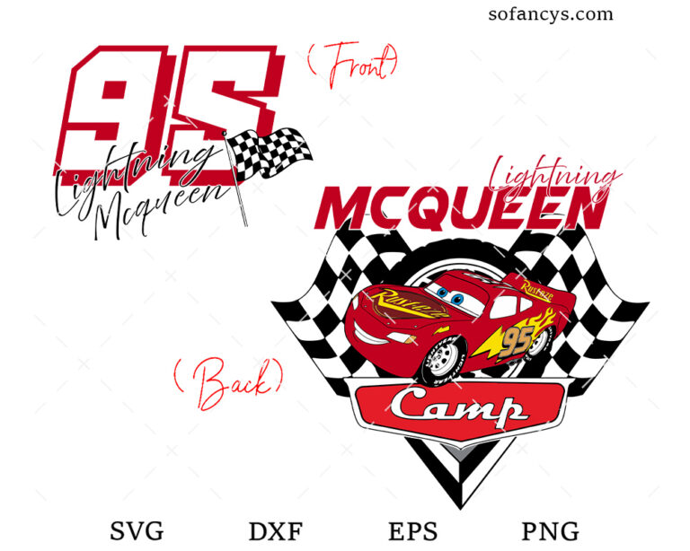 Retro Lightning Mcqueen 95 SVG DXF EPS PNG Cut Files